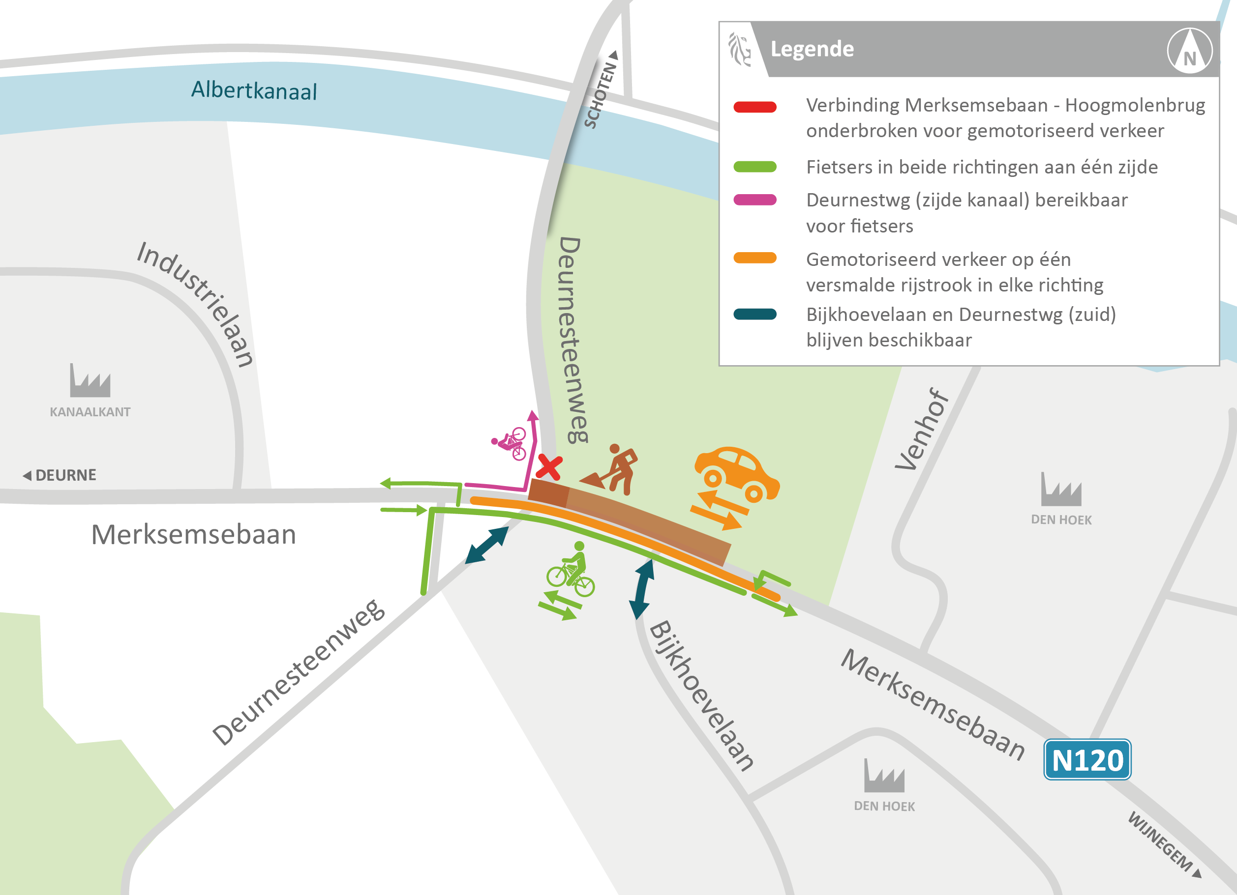 Heraanleg noordzijde kruispunt Deurnesteenweg vanaf 7 juni - Kanaalkant